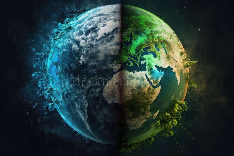 Earth Pollution Map Visible from Space. Generative Ai Illustration ...