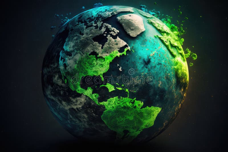 Earth Pollution Map Visible from Space. Generative Ai Illustration ...