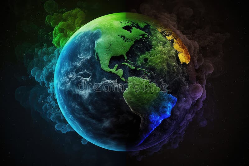 Earth Pollution Map Visible from Space. Generative Ai Illustration ...