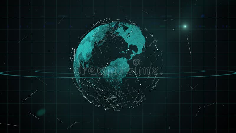 Earth Polygon Mesh Planet Floating in Dark Space Surrounded by Abstract ...