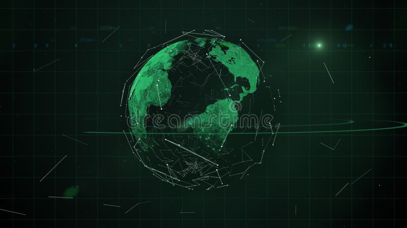 Earth Polygon Mesh Planet Floating in Dark Space Surrounded by Abstract ...