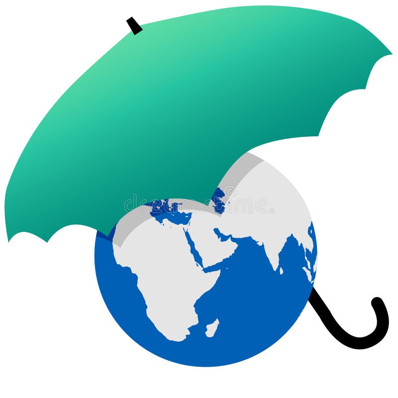 Earth Protected by a Green World Umbrella Stock Vector - Illustration ...