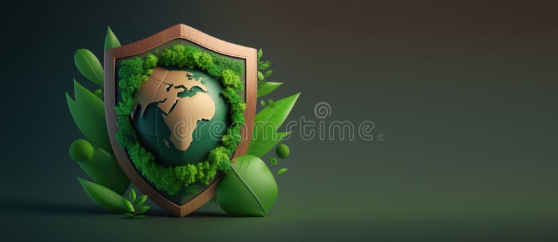 Earth with Protection Shield Banner with Copy Space, Save the World ...