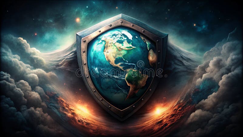 Earth with Protective Green Shield. Stock Image - Image of earth ...
