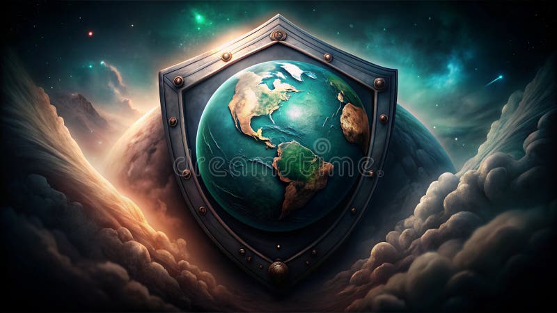 Earth with Protective Green Shield. Stock Image - Image of moon ...