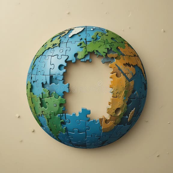 Earth Puzzle Globe with Missing Pieces Represents Global Issues Stock ...