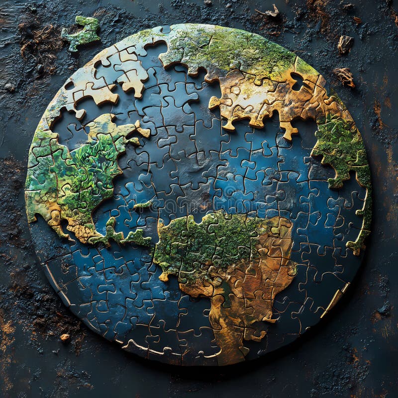 Earth Puzzle with Missing Green Pieces Stock Photo - Image of ...