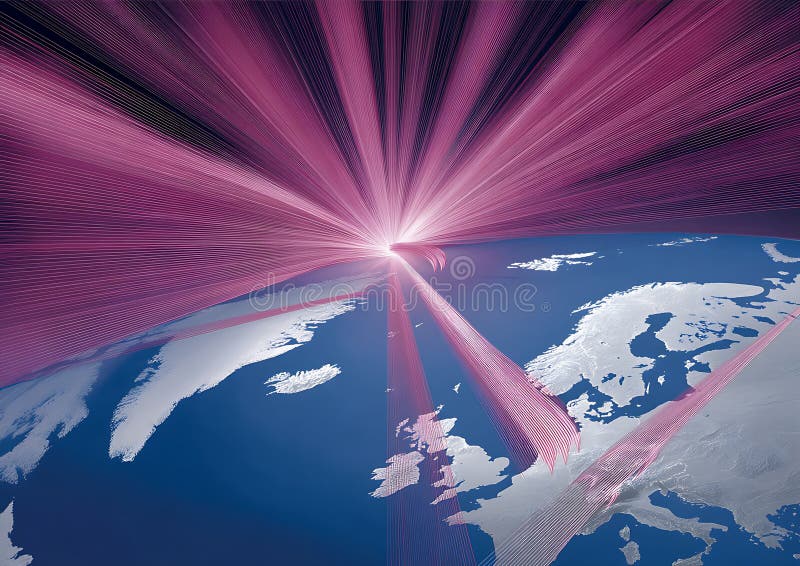 Earth Rays, Global View, Abstract Art Stock Image - Image of pink, design: 379639343