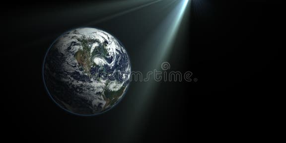 The Earth in the Rays of Light Stock Illustration - Illustration of ...