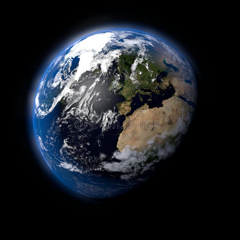 Realistic Image of the Earth Upside Down in Space Stock Photo - Image ...