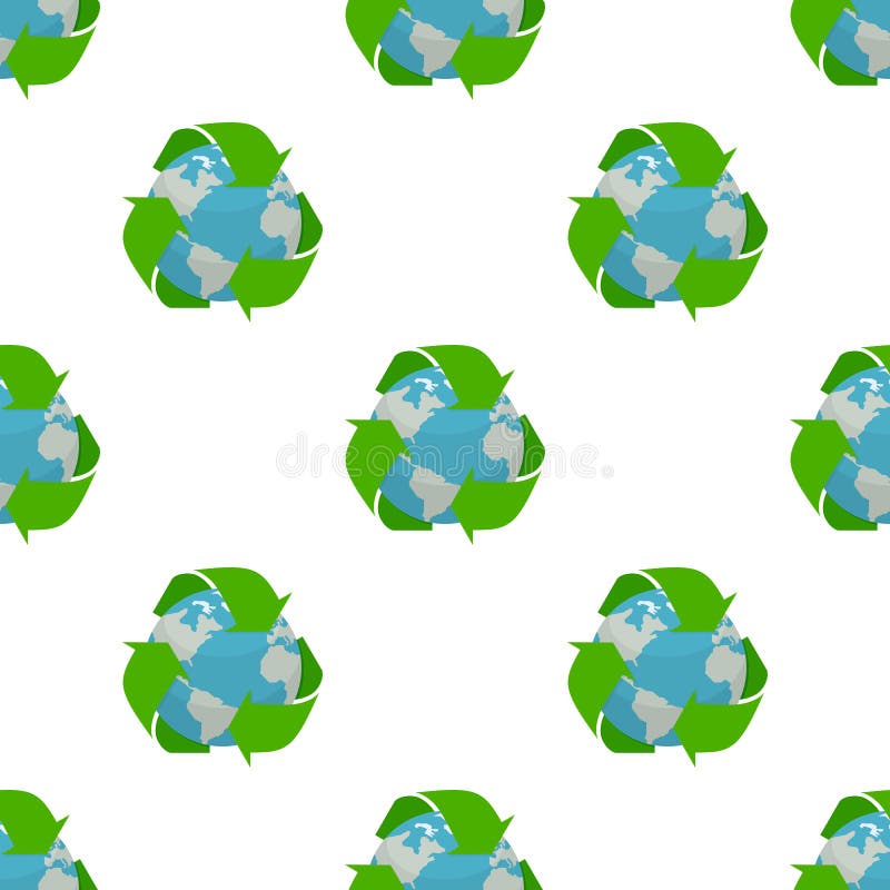 Earth with Recycle Symbol Seamless Pattern Stock Vector - Illustration ...