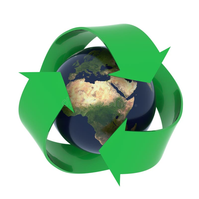 Earth with Recycling Symbol Stock Illustration - Illustration of global ...