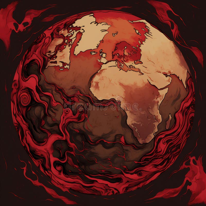 Earth with red swirls stock image. Image of textured - 311058865