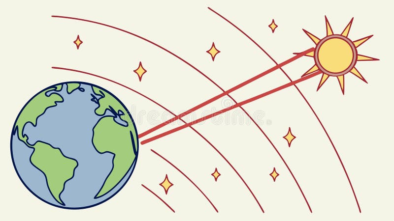 Earth with Red and Yellow Sun Rays, Solar Radiation, Vector Design ...