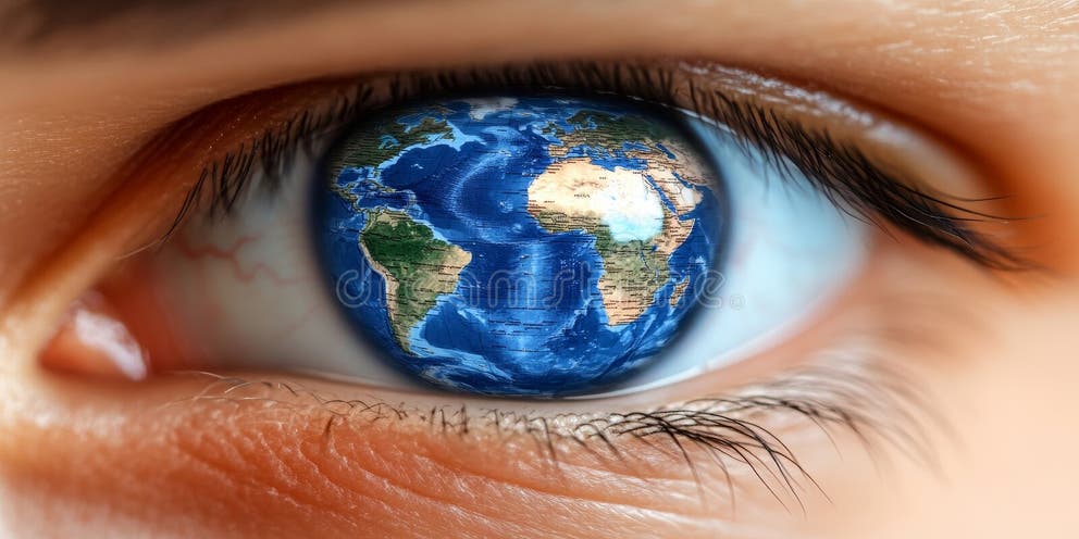 Earth Reflected in a Human Eye a Vision of Global Connectivity and Hope ...