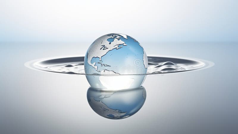 Earth Reflection on Water Drop. Generative Ai Stock Illustration ...