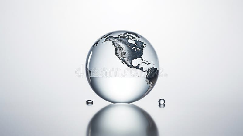 Earth Reflection on Water Drop. Generative Ai Stock Illustration ...