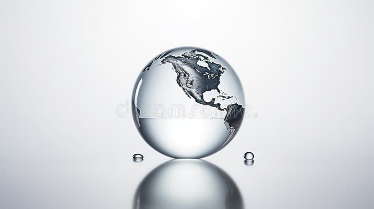 Earth Reflection on Water Drop. Generative Ai Stock Illustration ...