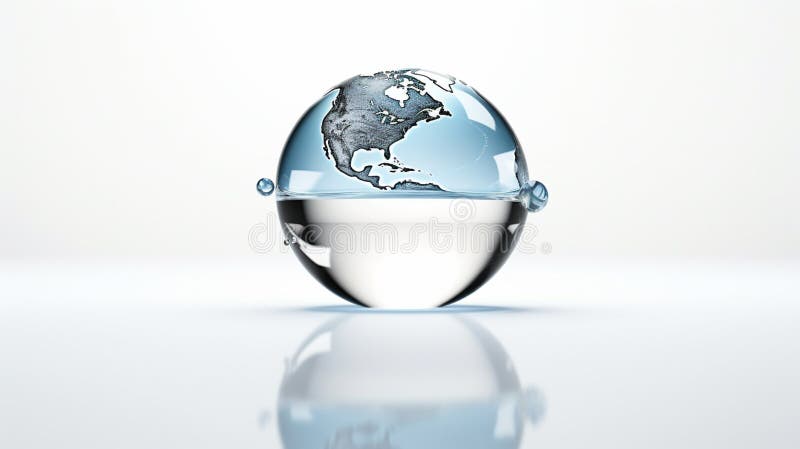 Earth Reflection on Water Drop. Generative Ai Stock Illustration ...