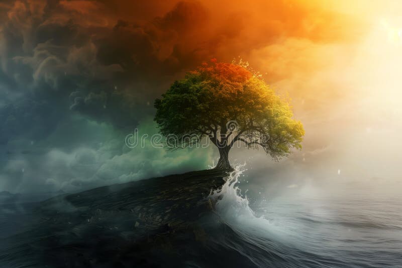 The Earth Resting in a Meadow Under a Dramatic Sky at Sunrise. Stock ...