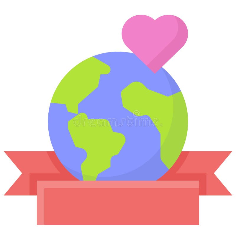 Earth with Ribbon Banner Icon, Earth Day Related Vector Stock Vector ...