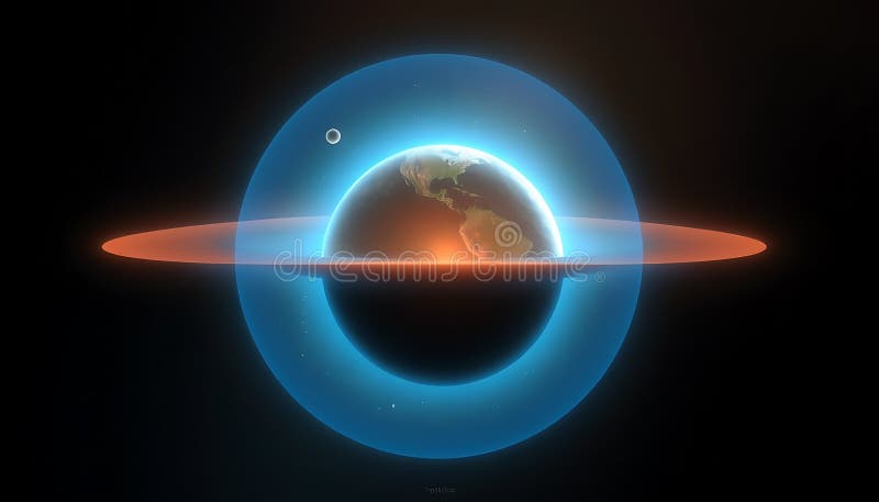 Earth with a Ring and Blue Light, Stock Illustration - Illustration of ...