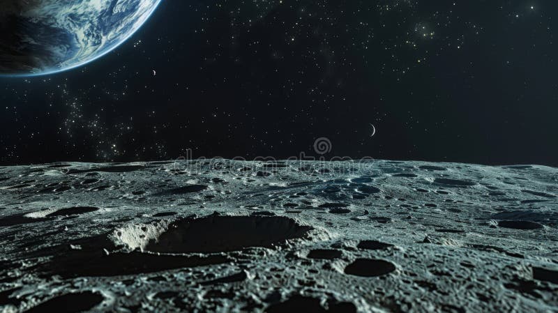 The Earth Rising Over Moon.AI Generated Image Stock Photo - Image of ...