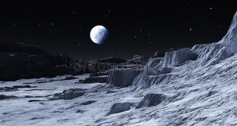 Earth rising over the Moon stock illustration. Illustration of fantasy ...