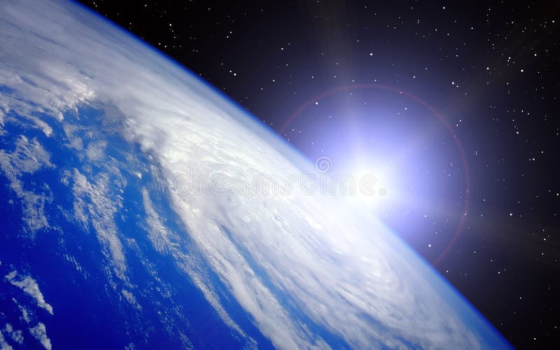 Earth with rising Sun stock illustration. Illustration of global - 8594313