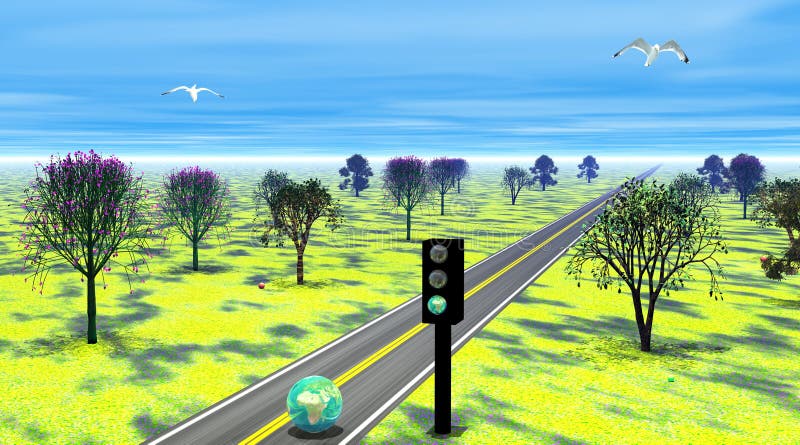 Earth on a road stock illustration. Illustration of light - 17093514