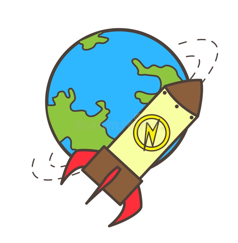 Cartoon Rocket Launching from Planet Vector Illustration Stock ...