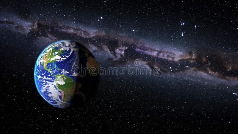 Earth Rotating Slowly in Space with Milky Way Galaxy Stock Footage ...