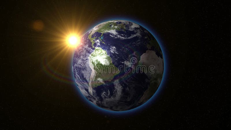 Blue Earth Rotating with the Sun. V.3. Stock Video - Video of nasa ...