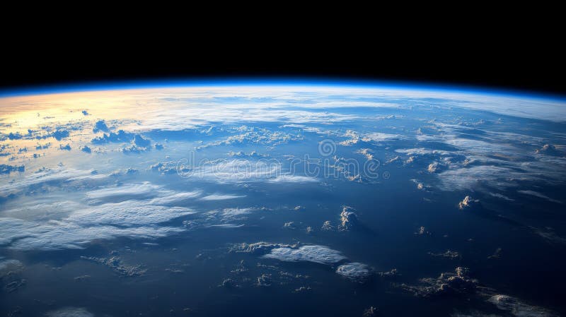 Earth S Atmosphere from Space with Clouds and a Blue Horizon Stock ...