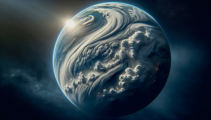 Earth S Cloud Patterns are Highlighted by the Sunlight Against the ...