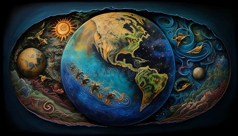 Earth S Evolution: a Timeless Painting Made with Generative AI Stock ...