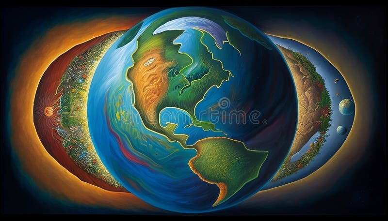 Earth S Evolution: a Timeless Painting Made with Generative AI Stock ...