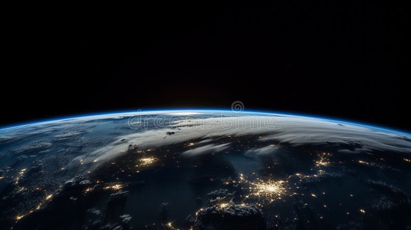 Earth S Horizon in Space. AI Generated Stock Photo - Image of orbit ...