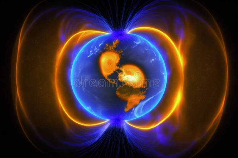 Earth s magnetic field, ai stock illustration. Illustration of stars ...