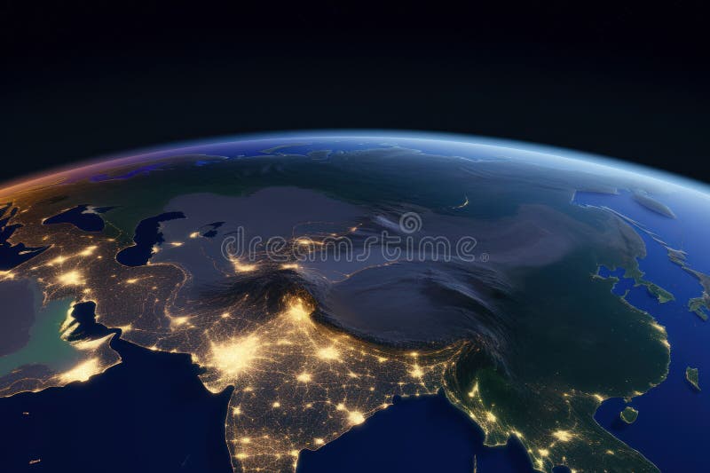 Earth S Neon Light Source is Shown at Night Generative AI Stock ...