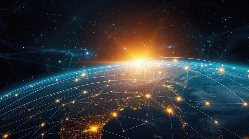 Earth S Surface Outlined by Connection Lines, Symbolizing Global ...