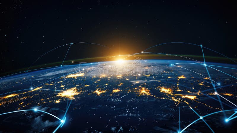 Earth S Surface Outlined by Connection Lines, Symbolizing Global ...