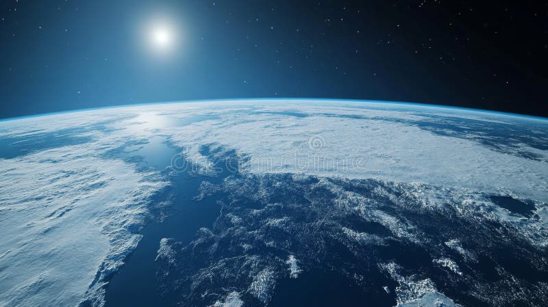 Earth S Surface from Space with Sun and Clouds Stock Illustration ...