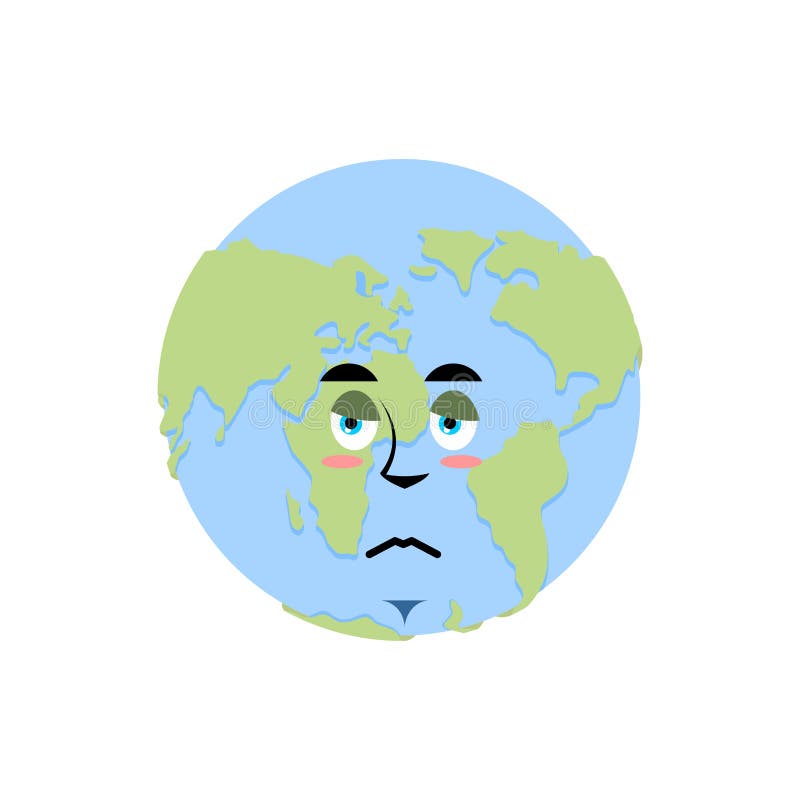 Earth Sad Emoji. Planet Unhappy Emotion Isolated Stock Vector ...