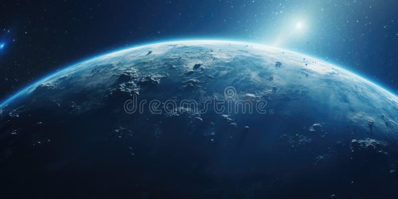 Earth Seen from Space with a Distant Star, Suitable for Science and ...