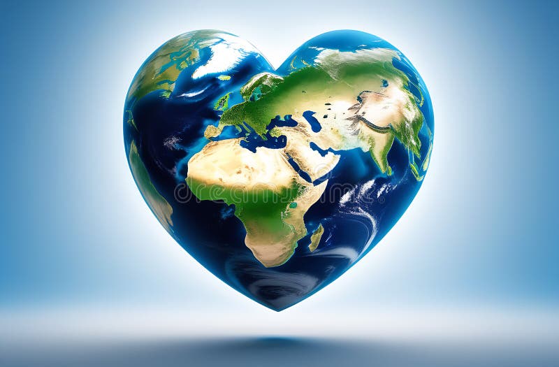 Earth in the Shape of a Heart, Ecology and Environment. Earth Day Stock ...