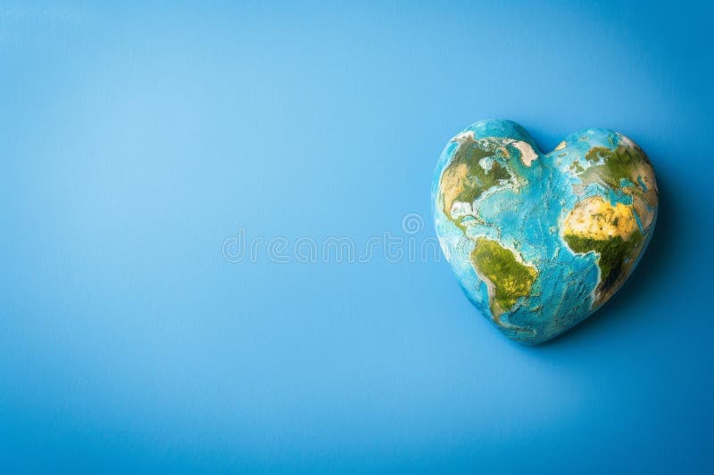 Earth Shaped As a Heart on a Blue Background. Stock Photo - Image of ...