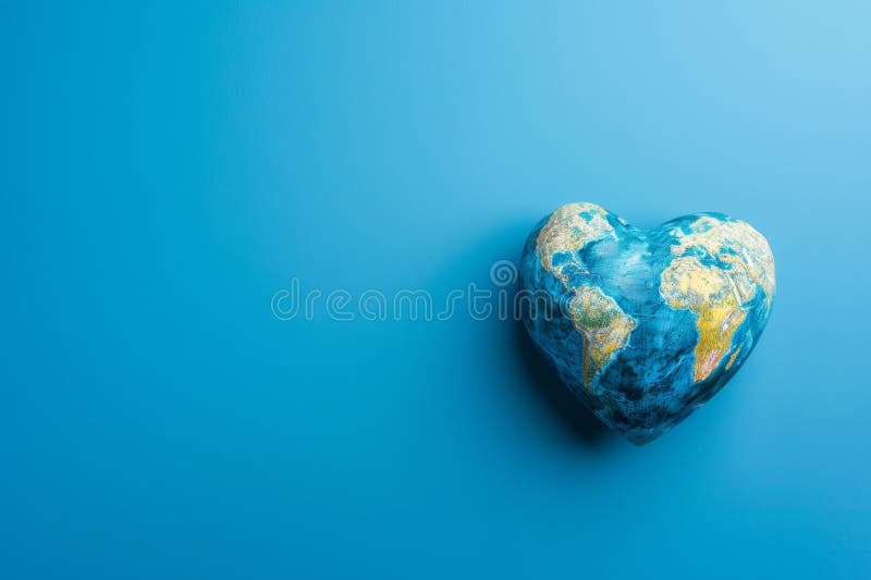 Earth Shaped As a Heart on a Blue Background. Stock Image - Image of ...