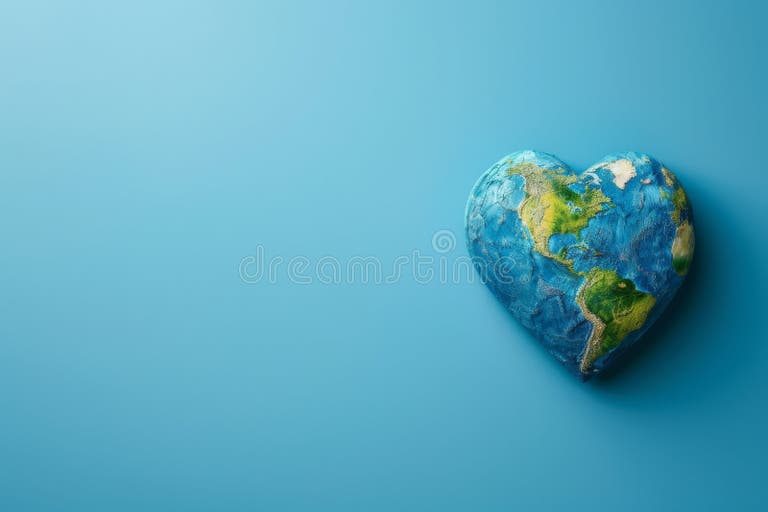 Earth Shaped As a Heart on a Blue Background. Stock Image - Image of ...