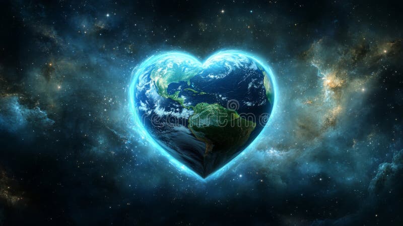 Earth Shaped As a Heart in Space Stock Illustration - Illustration of ...